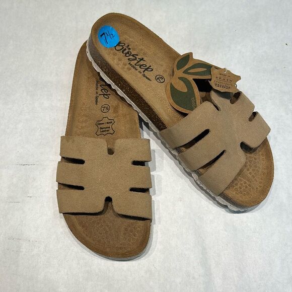 Biostep | Shoes | New Biostep Slide Sandal Suede Leather Sz 75 Tan ...